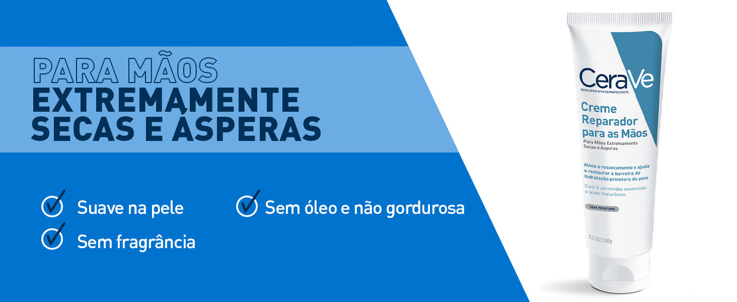 CeraVe, Creme Reparador para Mãos, com Ácido Hialurônico, 100ml : Amazon.com.br: Beleza