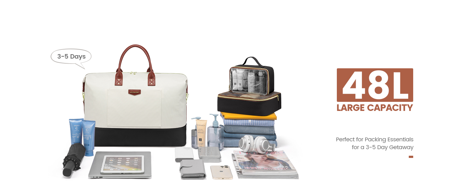 Amazon.com | LOVEVOOK Travel Bags for Women, Weekender Bags for Women with 2 Cubes, Carry on ...