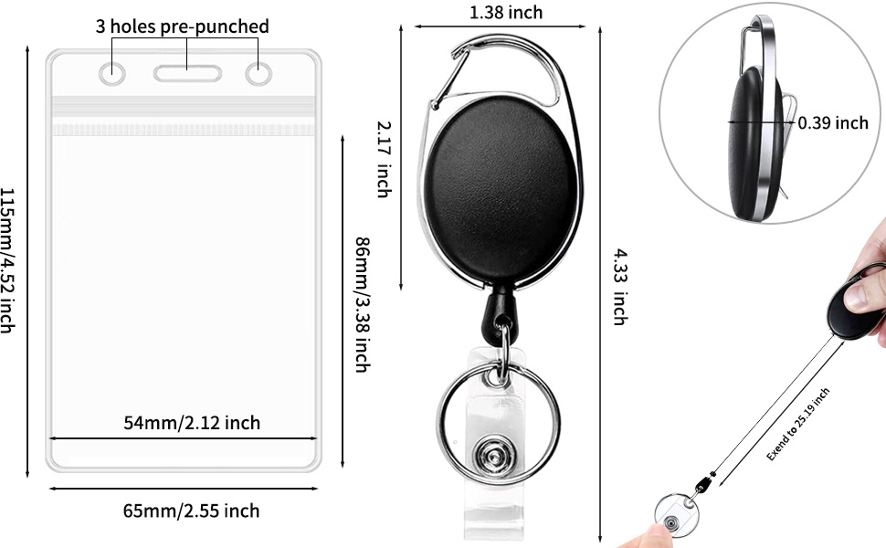 Amazon.com : 4 Pack ID Badge Holder with Clip Badge Reels Retractable ...