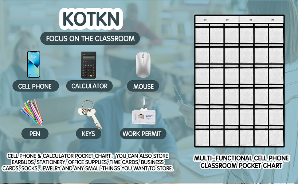 Amazon.com: 36 Pocket Charts for Classroom Cell Phones, 36 Clear Pocket ...