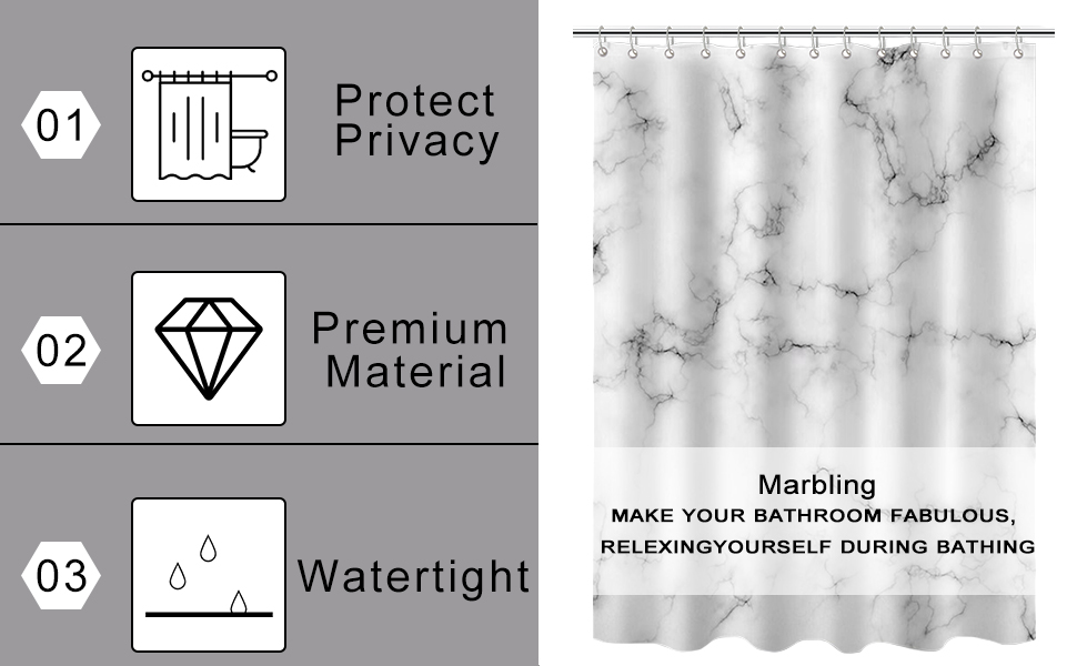 Amazon.com: ZTTXL Gray -White Marble Shower Curtain, Abstract Modern Decor Fabric Shower Curtain ...
