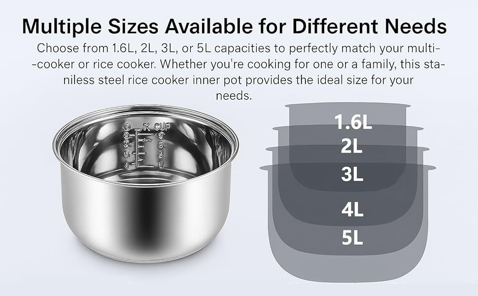 Amazon.com: Stainless Steel Rice Cooker Inner Pot, Non-Stick Replacement Pot, Durable ...