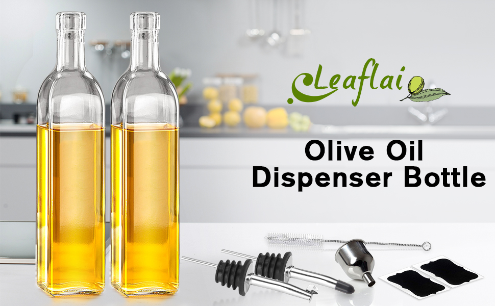 Amazon.com: Leaflai Botella dispensadora de aceite de oliva de 17 onzas, vinagre y aceite de 16. ...