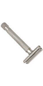 Parker 26C –Black Handle Three Piece Open Comb Double Edge Safety Razor & 5 Premium Platinum ...