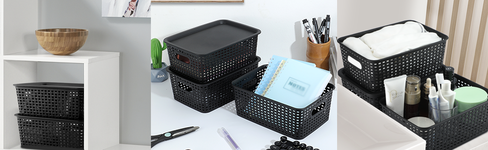 Amazon.com - AREYZIN Storage Bins Plastic Storage Baskets With Lid ...