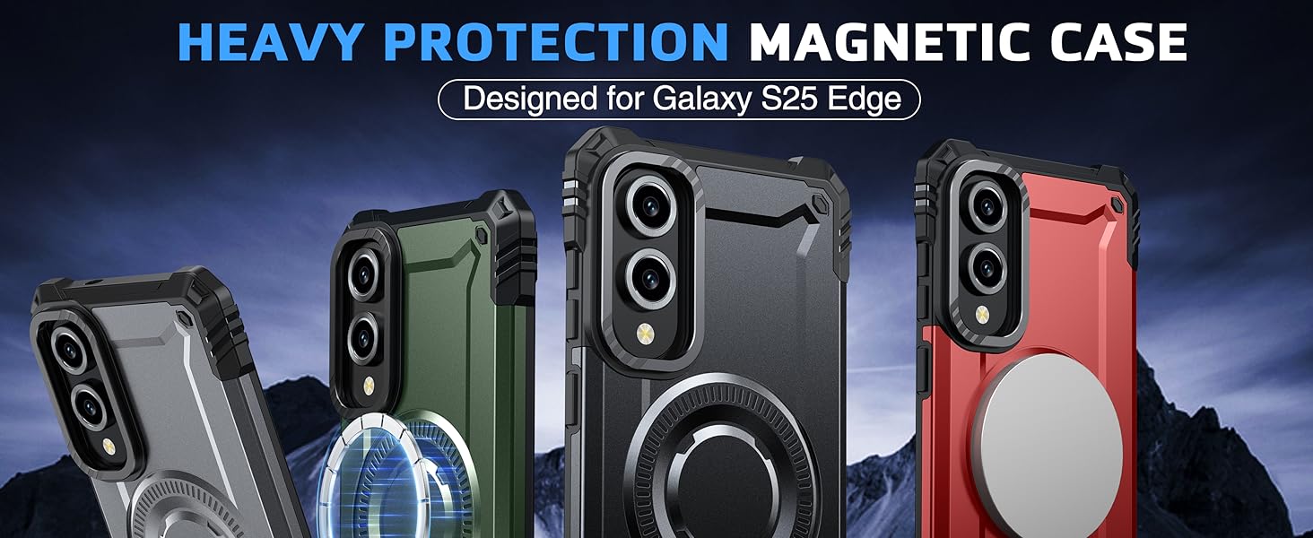 Amazon.com: Oterkin Magnetic for Samsung Galaxy S25 Edge Case,[Heavy Duty Rugged][Military Grade ...