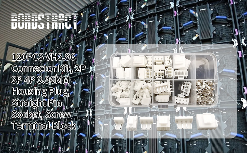 Bordstract 120PCS VH 3.96 Connector Kit, 2P 3P 4P Screw Terminal Block Connector Set with ...