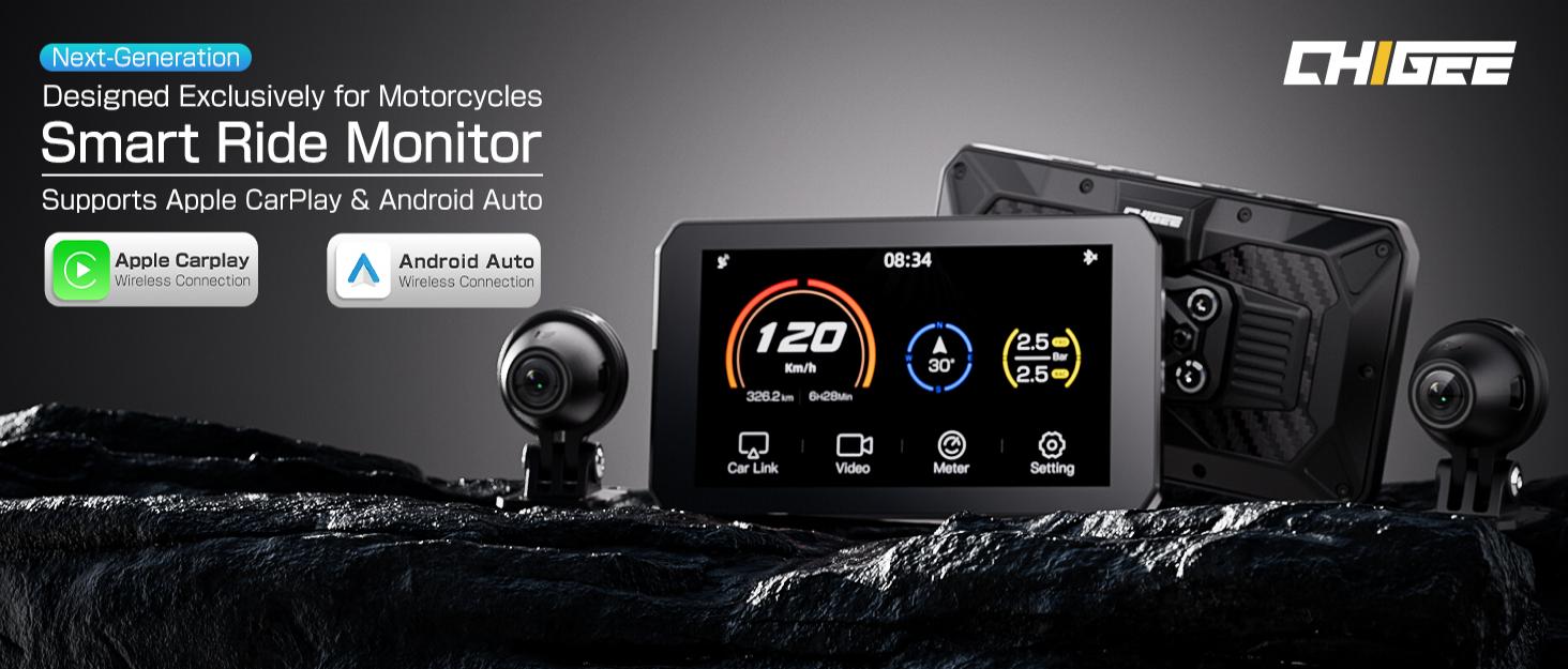 CHIGEE AIO-5 Play for BMW Motorcycles, 3-Pin Interface, Plug-and-Play Smart Display with Apple ...