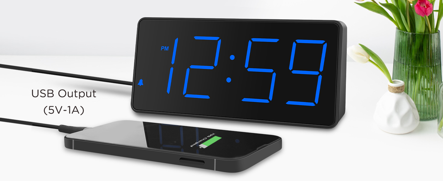 Amazon.com: Peakeep Digital Alarm Clock for Bedroom Bedside, Loud Alarm ...
