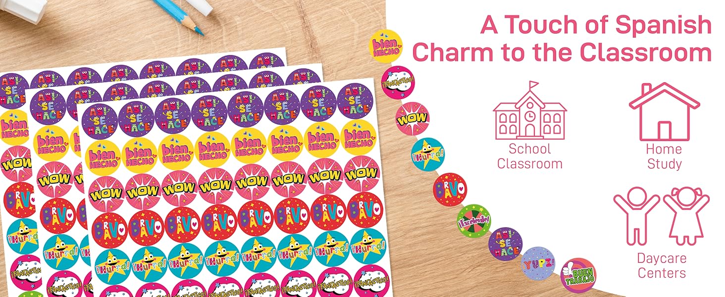 Amazon.com: Sweetzer & Orange Spanish Stickers for Teachers and Parents ...