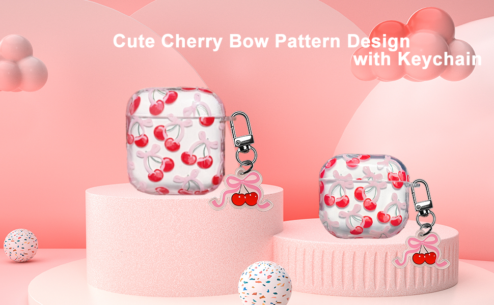 Amazon.com: MINSCOSE Compatible with AirPods 4 Clear Case,Cute Cherry Bow Pretty Aesthetic ...