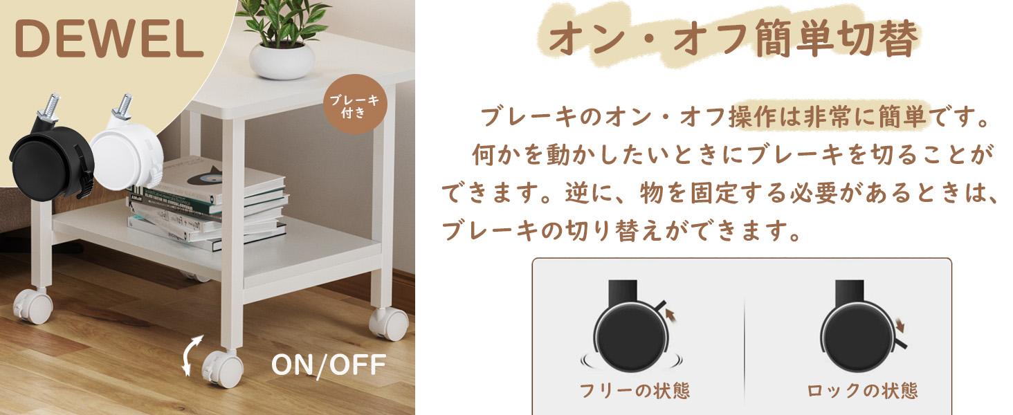 Amazon | DEWEL キャスター M8ネジ式キャスター ストッパー付き 50径 360度回転 静音 取替えキャスター ネジ込み式 4個 セット ホワイト (M8) | キャスター