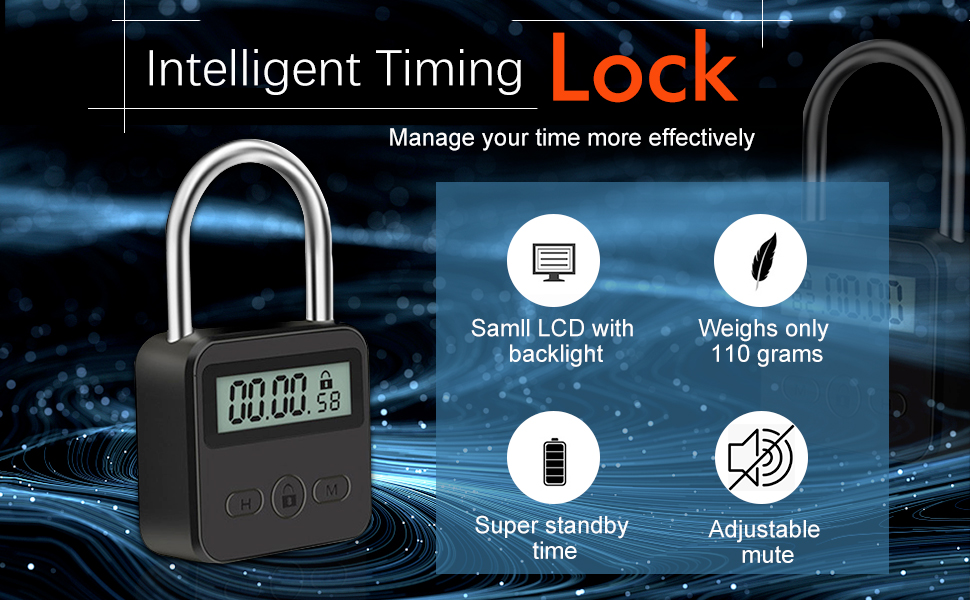 Metal Timer Lock, 99 Hours Max Timing Lock with LCD Display, Multi-Function Electronic Timer ...