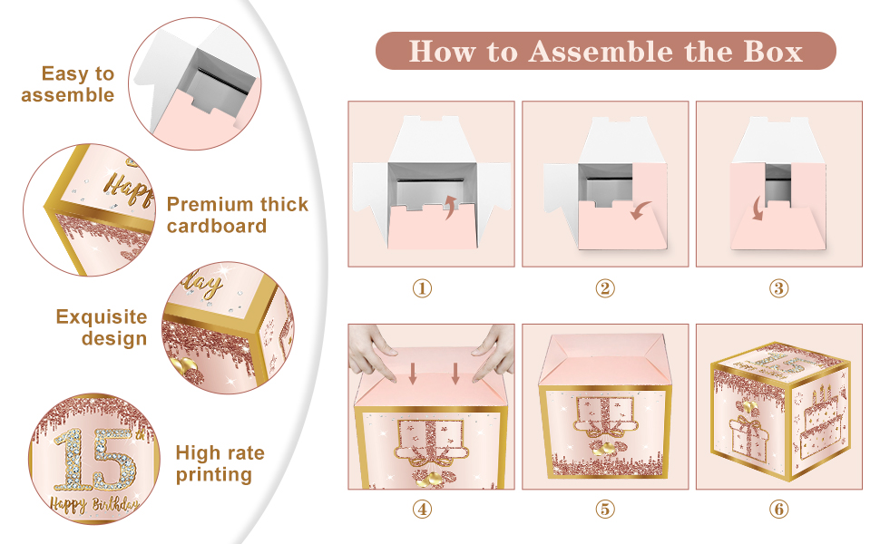 Amazon.com: Guiruiy 3Pcs 15th Birthday Decorations Boxes for Girls, Pink Rose Gold Sweet 15th ...