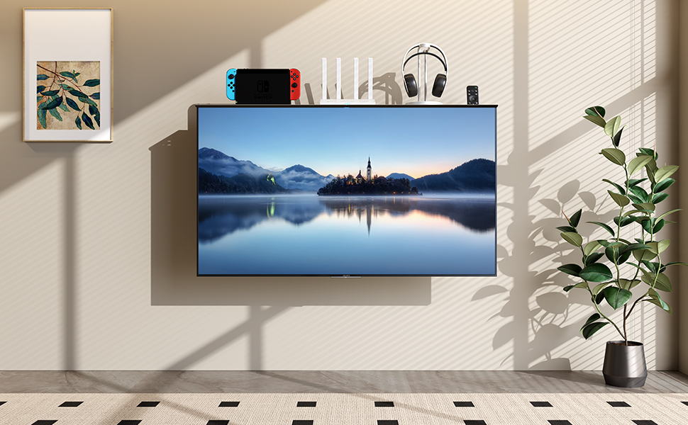 Amazon.co.jp: テレビ上ラック テレビ裏収納 工具不要で取り付け TV用アクセサリ テレビ 棚 上 耐荷重6kg TV上収納棚 スマート smart ルーター収納 モニターラック ...