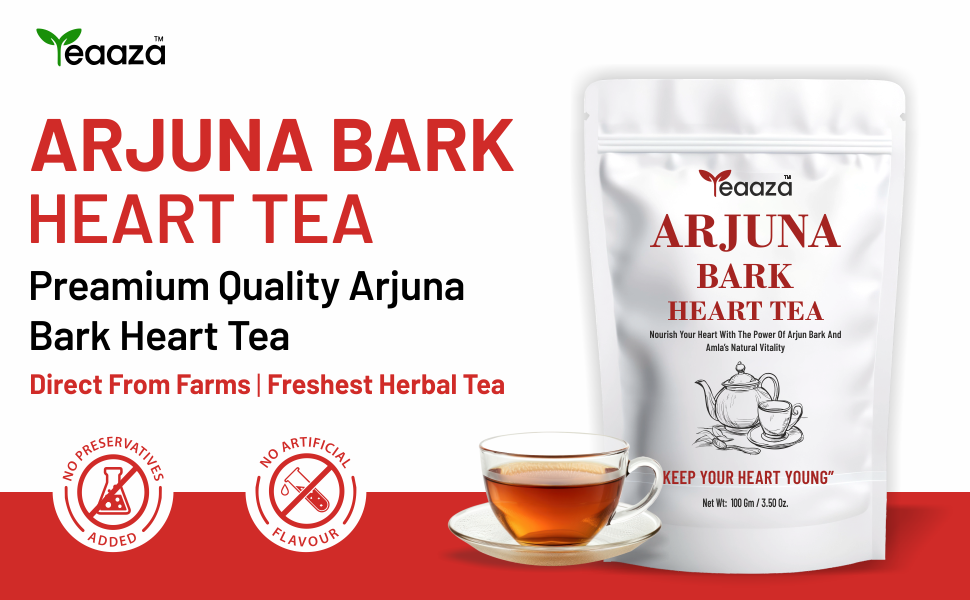 Teaaza Arjuna Bark Heart Tea | 100 Grams-50+ Cups| Herbal Tea for Healthy Heart & Cholesterol ...