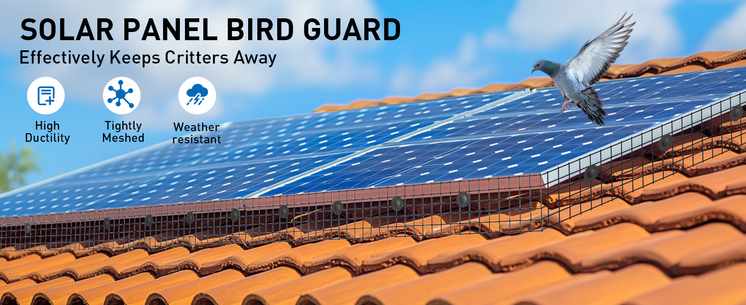 Amazon.com : Zapstarz 8 inch x 100ft Solar Panel Bird Guard, Wire Mesh Critter Guard for Solar ...