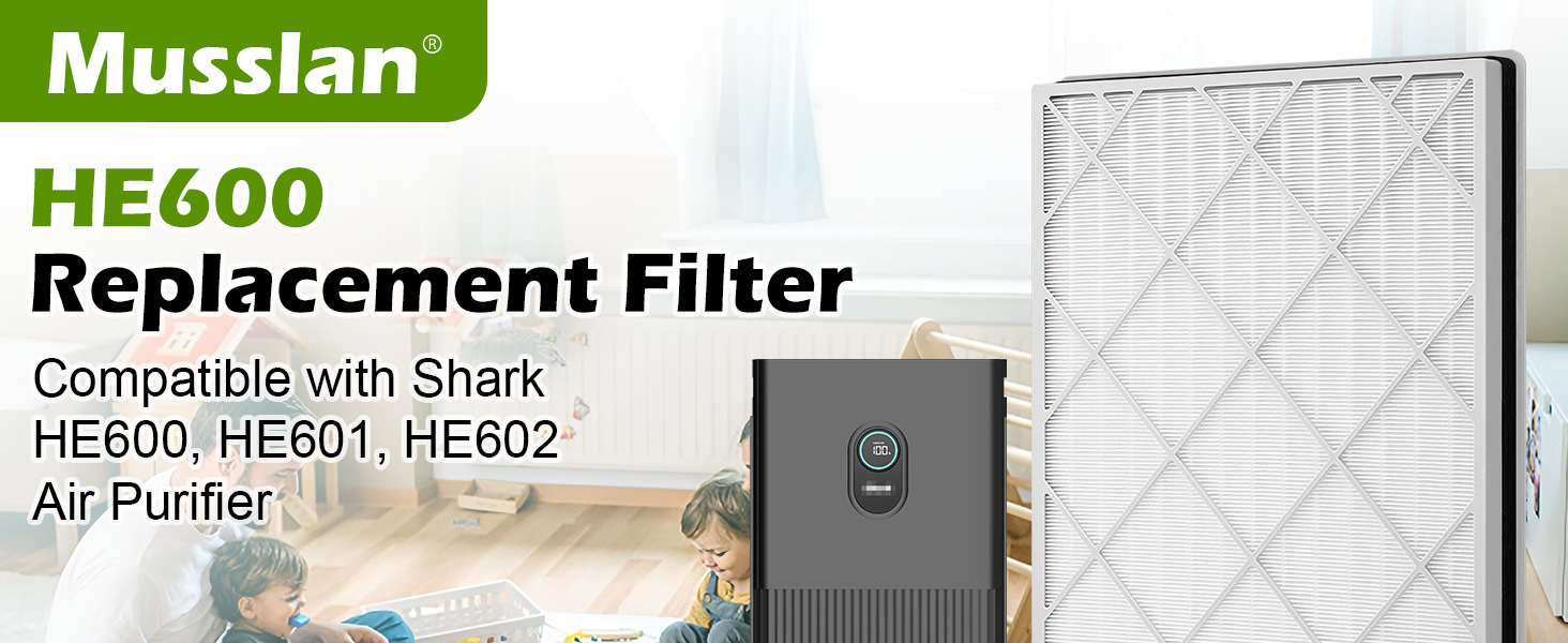 Amazon.com: Musslan 2 Pack HE601 Filter for Shark Air Purifier 6 (HE601 & HE602), HE6FKPET ...