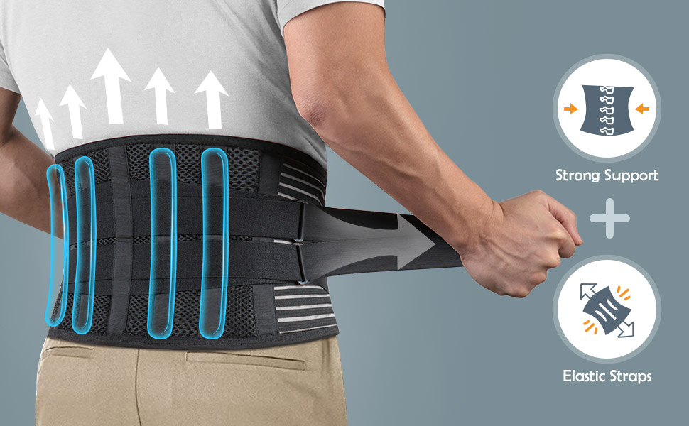 LAFUYSO Back Support Belt for Lower Back Pain Relief with 3D Lumbar Pad, Back Brace for Men ...