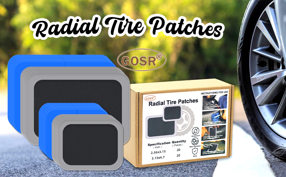 Amazon.com: GOSR 40Pcs Radial Tire Patches Square Rubber Tire Patches Tire Repair Tools Puncture ...