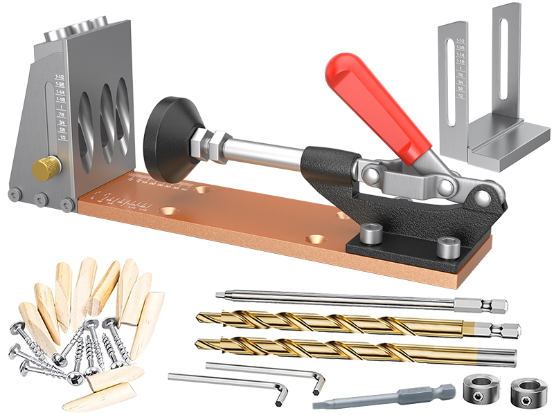 Pocket Hole Jig Kit, Professional and Upgraded Metal Pocket Screw Jig ...