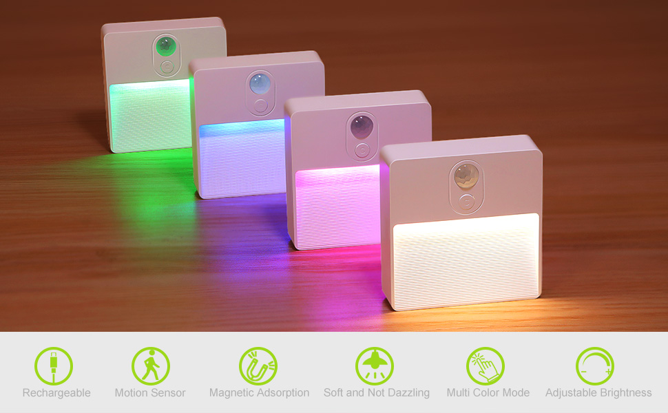 Motion Sensor Night Light Rechargeable,Color-Changing LED Night Light ...