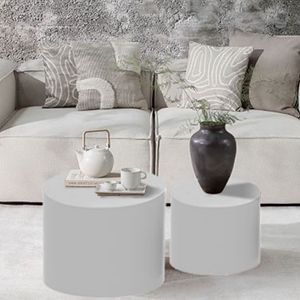 Amazon.com: KEVINSPACE Nesting Coffee Table Set of 2, Round Nesting Tables Wooden End Tables for ...