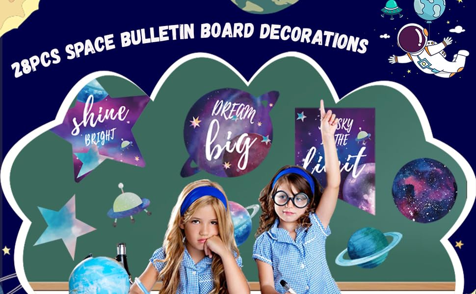 Amazon.com : VABAMNA 28Pcs Bulletin Board Decorations Space ...