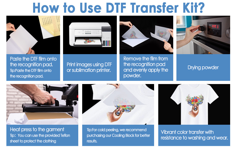 Amazon.com: DTF Transfer Powder Film Kit for DTF Sublimation Printer DTF Starter Kit Include 17 ...