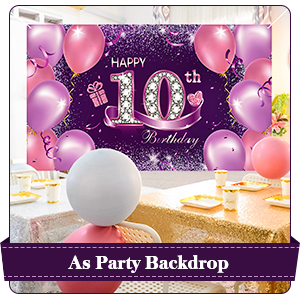 Amazon.com : Sumind 10th Birthday Banner Happy 10th Birthday Decorations for Girls Double Digits ...
