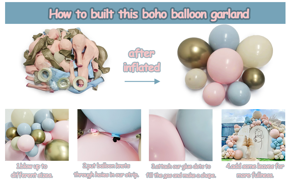 Amazon.com: Pink Blue Balloon Garland Double Stuffed Pink Sand White Balloons Dusty Blue White ...