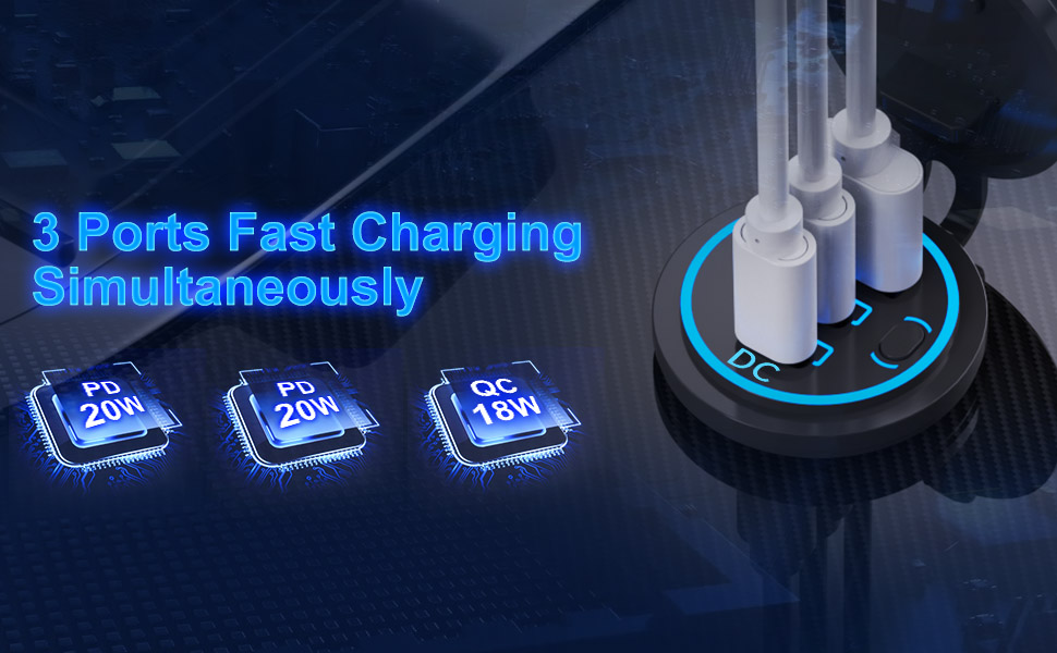 Amazon.com: 12V USB Outlet Wire USB Charger Multi Port, Dual PD3.0 USB-C and Quick Charge3.0 Car ...