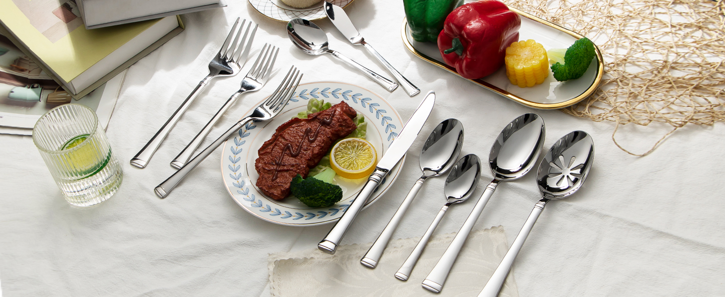 Amazon.com | Silverware Set Service for 12, 18/10 Stainless Steel, 65 Piece Set, Flatware ...