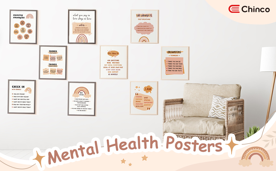 Amazon.com: 9 Pcs Mental Health posters Therapy Office Decor ...