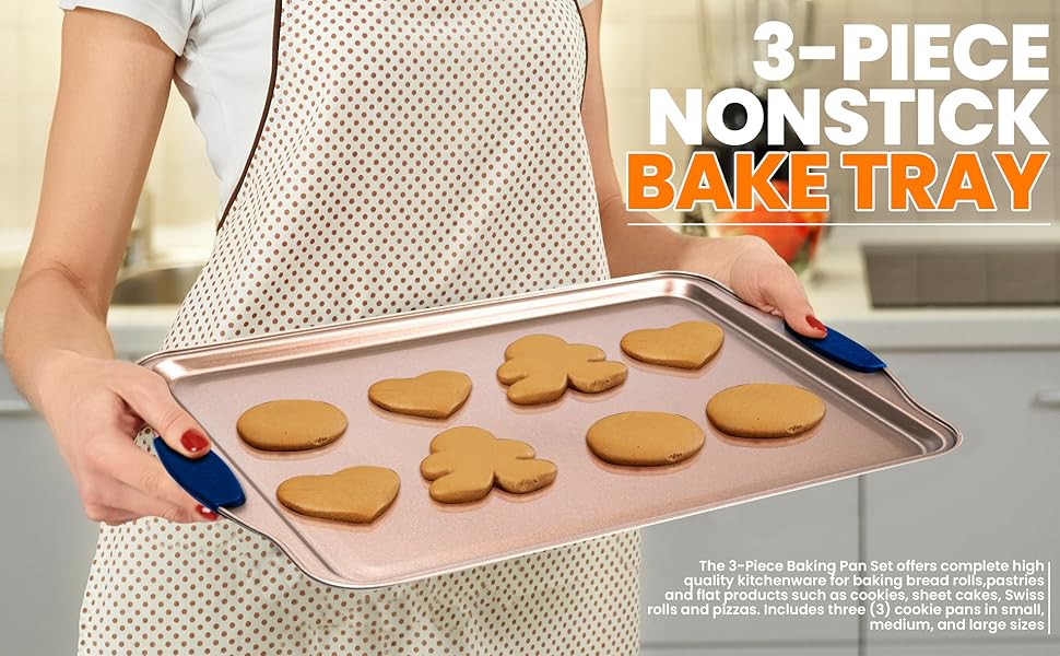 Kitchen Oven Baking Pans - Deluxe Nonstick Gold Coating Inside ...