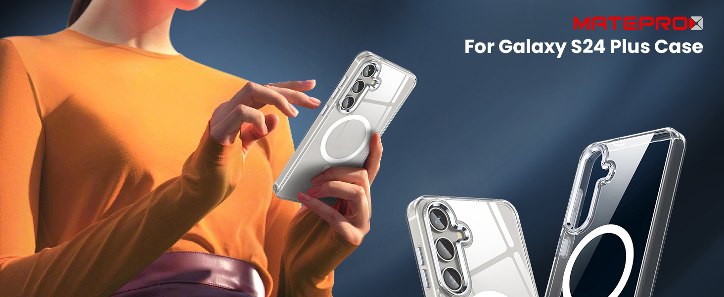 Amazon.com: MATEPROX Magnetic Clear Cases for Samsung Galaxy S24+ Case, Transparent Thin Slim ...