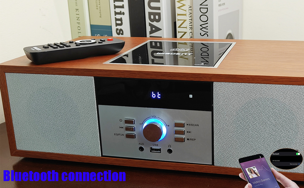 WISCENT Bluetooth Vintage Style Retro Look Micro Audio Streaming CD ...