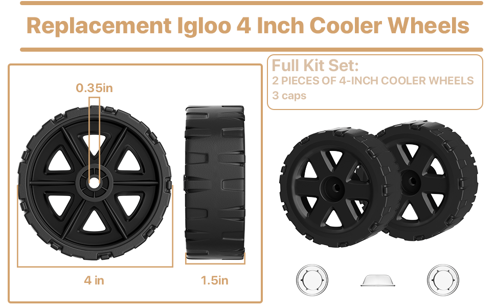 Amazon.com : Cooler Wheel Replacement Kit - Fits 5 Gal Beverage Rollers ...