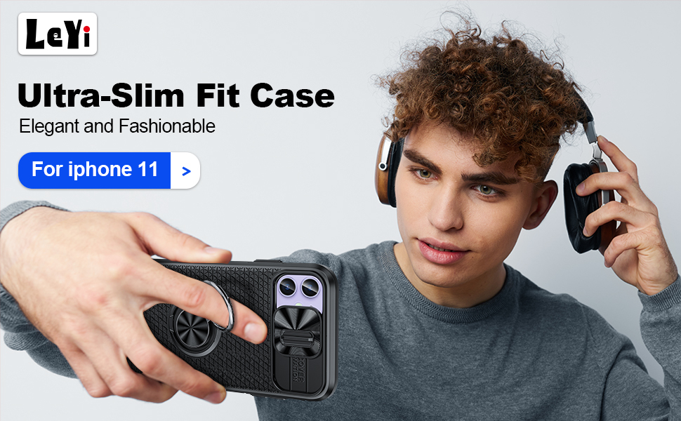 LeYi for iPhone 11 phone case with [2 Tempered Glass Screen Protector], Slide Camera Cover ...