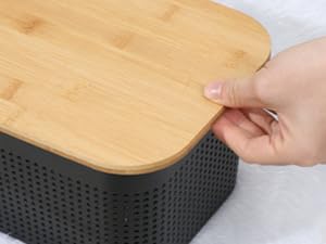 Amazon.com - AREYZIN Plastic Storage Bins with Bamboo lids and ...