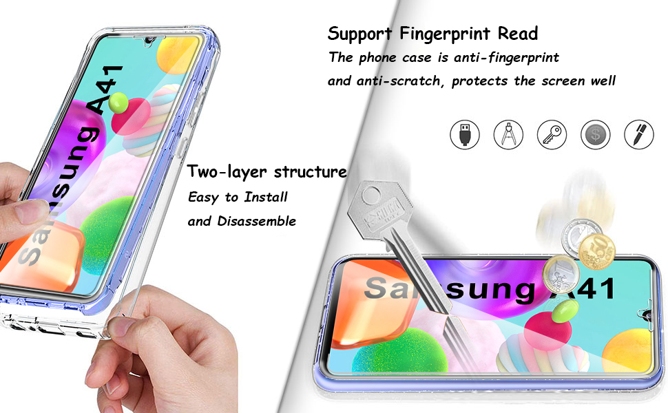 Coque pour Samsung A41 Antichoc Housse pour Galaxy A41 avec Protège-écran Cover 360 Full Body ...