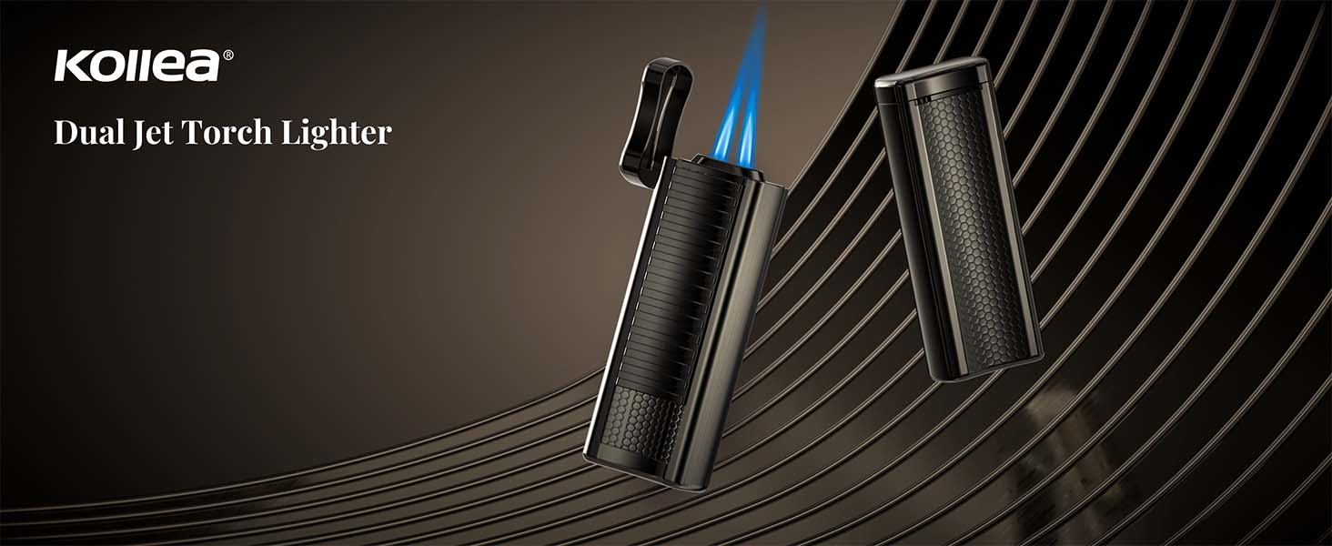 Kollea Torch Lighter, Double Jet Flame Refillable Butane Lighter, Windproof Pocket Lighter with ...