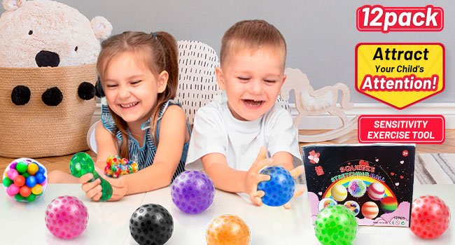 Hapitoys Sensory Stress Balls Set Fidget Toys, Squishy Stress Relief Ball, 12 Pack Squeeze Ball ...
