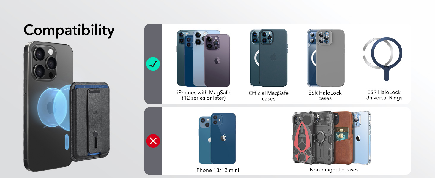 Amazon.com: ESR for MagSafe Wallet, iPhone Wallet with 5-Card Holder, Secure-Grip Finger Loop ...