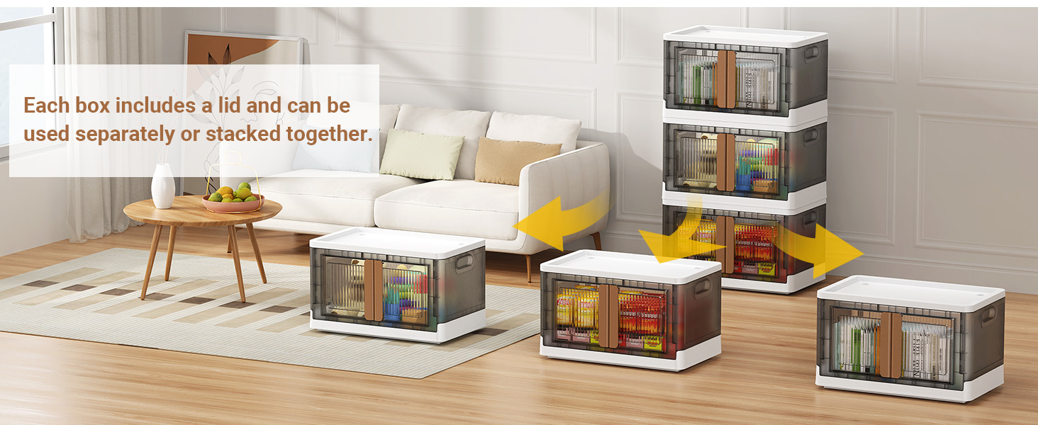 Amazon.com - BROVIEW V6 Plastic Storage Bins with Lids and Doors, 19 ...