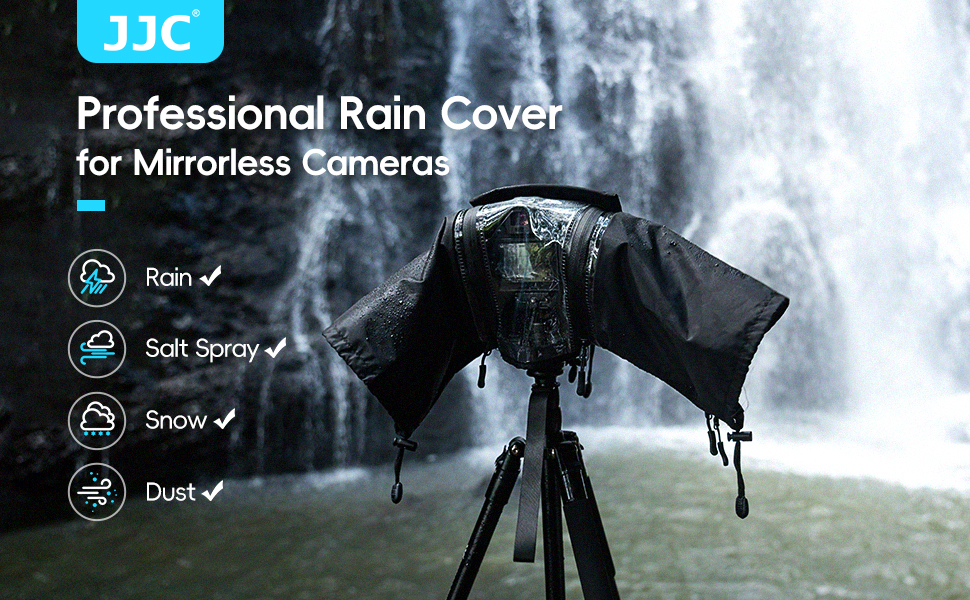 JJC Camera Rain Cover Sleeve for Canon Nikon Sony Fujifilm Mirrorless Camera with Lens below 7 ...
