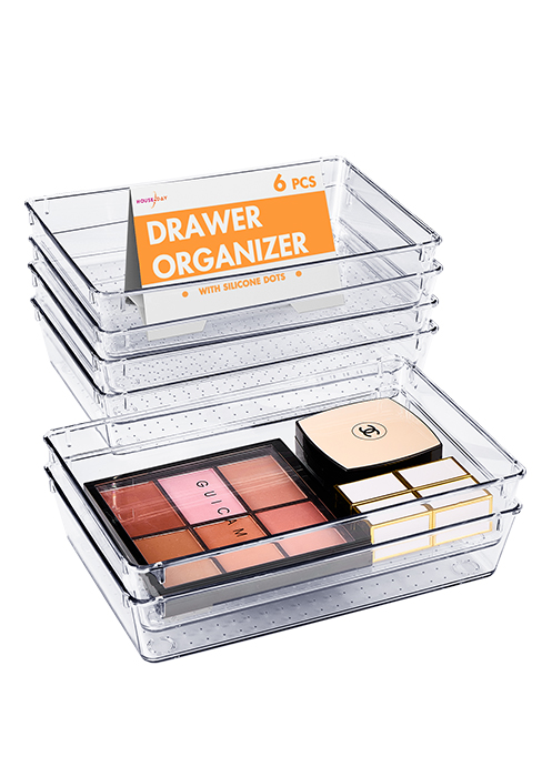 Amazon.com: HOUSE DAY Desk Drawer Organizer Bins 8 PCS, 9*3*2" Clear ...