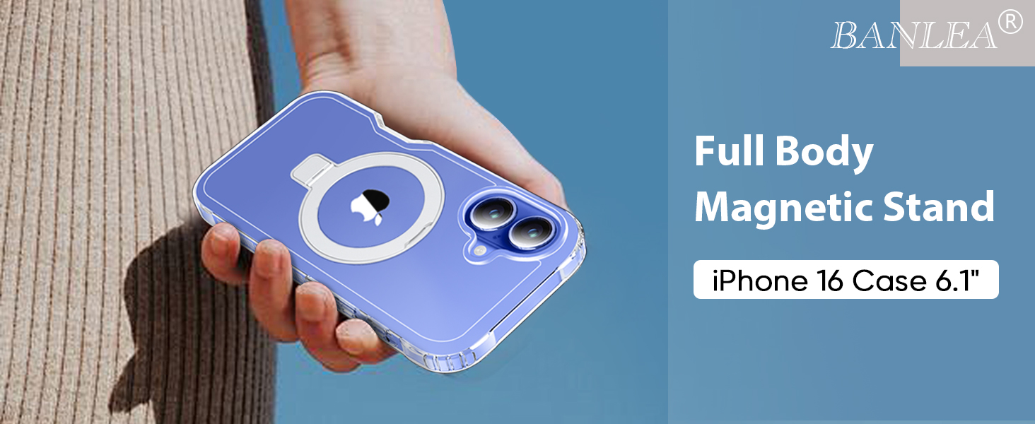 Amazon.com: BANLEA for iPhone 16 Case, Built-in Screen Protector & Seamless Stand, with Camera ...