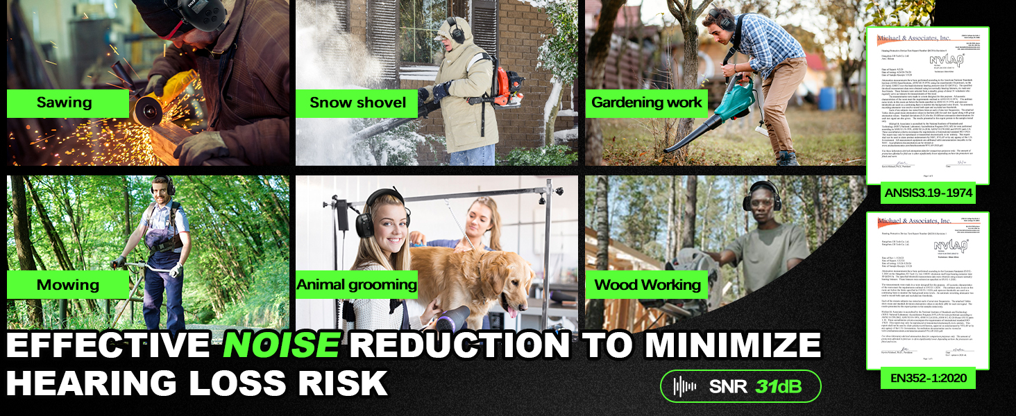 PROHEAR 033 Upgraded Bluetooth Hearing Protection AM FM Radio Headphones, 31SNR Noise Reduction ...