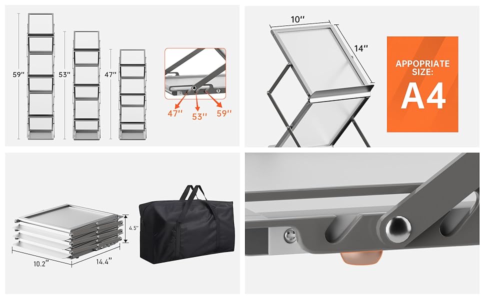 Amazon.com: Foldable Aluminum Magazine Holder, 6 Pockets Brochure Display Stand, Portable ...